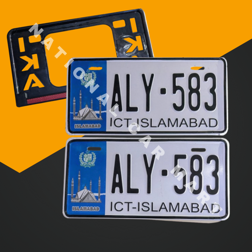 Blue Islamabad New Design Car Upper Side Embossed Number Plates with ...